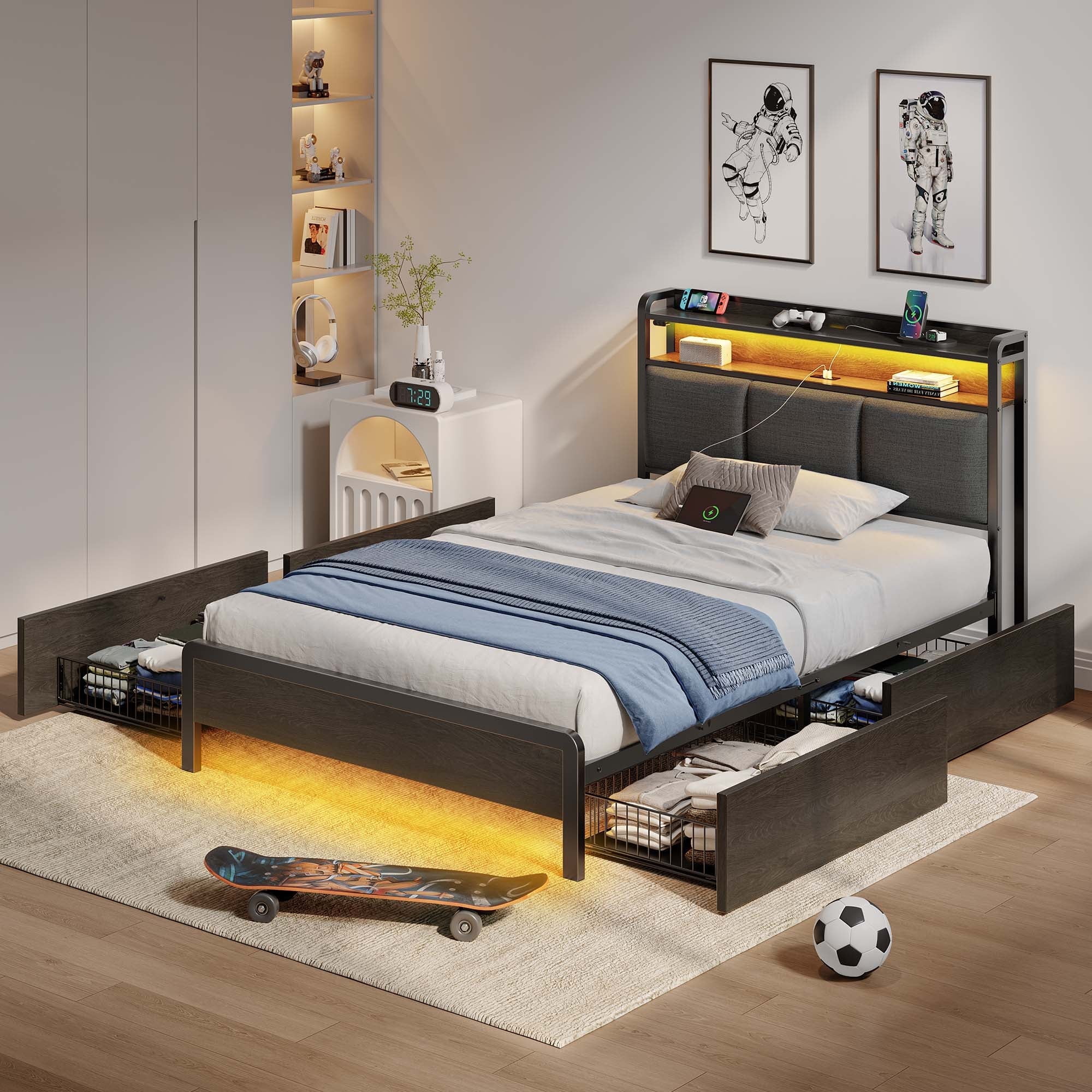 Click here for Greenstell Twin Bed With Headboard And Charging St... prices