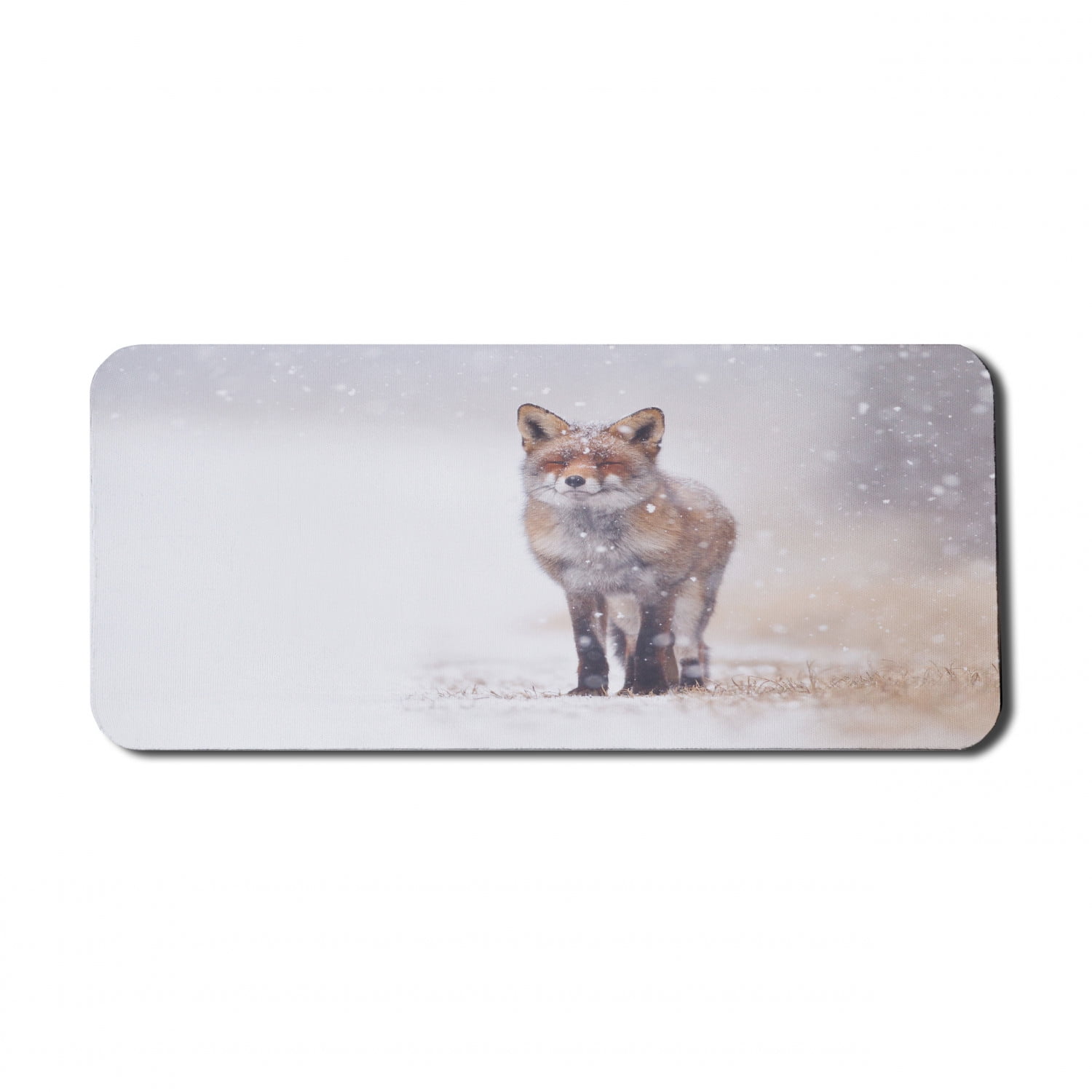 Fox Computer Mouse Pad, Red Fox in Rural Environment Field Covered with ...