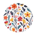 Bold Folk Art Floral Seamless Pattern With Orange And Red Blooms Round ...