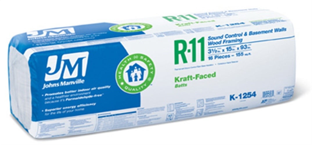 R11 Kraft Batt Fiberglass Insulation, 155 Sq. Ft. Coverage, 3.5 x 15 x 93-In. - Walmart.com