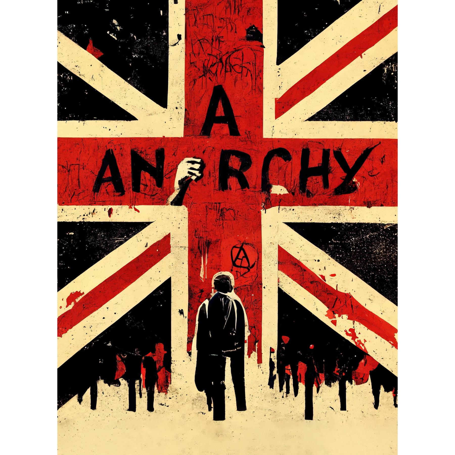 Anarchy Union Jack Stencil Rebel Graffiti Punk UK Unframed Wall Art ...