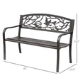 Cast Iron Patio Bench 50", Vintage Outdoor Bench, Garden Bench, Brown ...