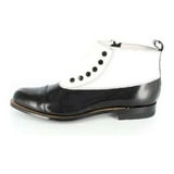 Men Stacy Adams Boot Madison Black White Biscuit Toe Zipper 00026-111 ...