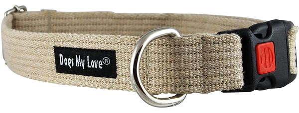 Cotton Web Adjustable Dog Collar with Locking Device 4 Sizes Beige (X ...