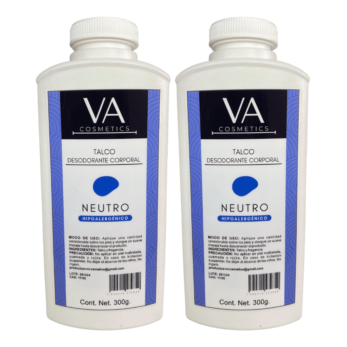 Talco Corporal Neutro 2 piezas VA | Bodega Aurrera en línea