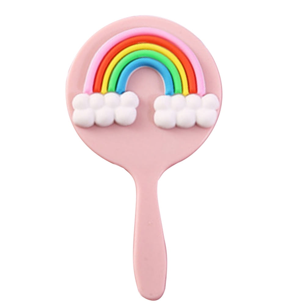 Masteelfca Portable Handle Mirror Travel Vanity Mirror Women Lovely Makeup Mirror 10x5.5cm