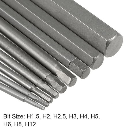 9pcs 1/4 Inch Hex Shank H1.5-H12 Hex Head Screw Driver Bit Set Hex ...