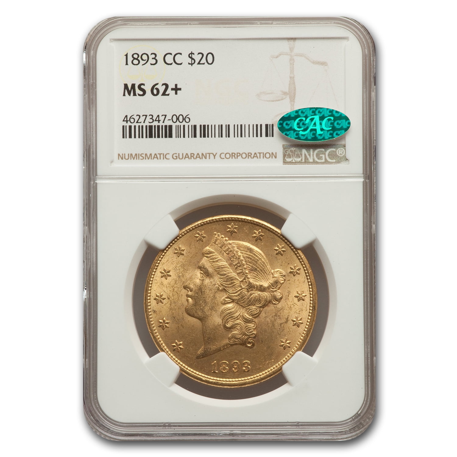 1893-CC $20 Liberty Gold Double Eagle MS-62+ NGC CAC - Walmart.com