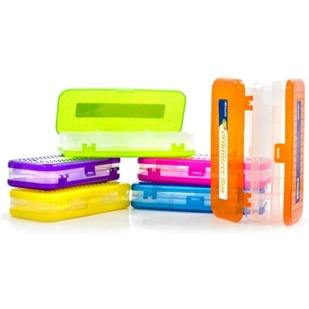 BAZIC Plastic Pencil Case 8" Double Deck Utility Storage Box, Bright ...