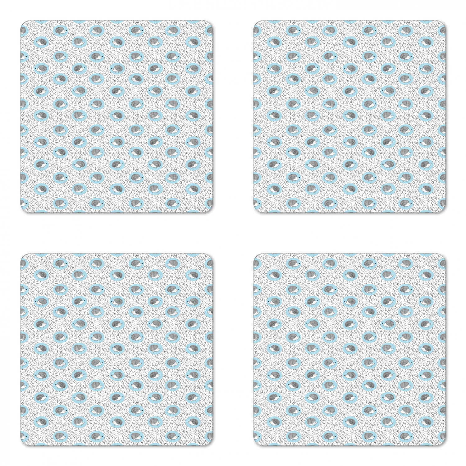Hedgehog Coaster Set of 4, Watercolor Effect Hedgehogs Smiling on ...