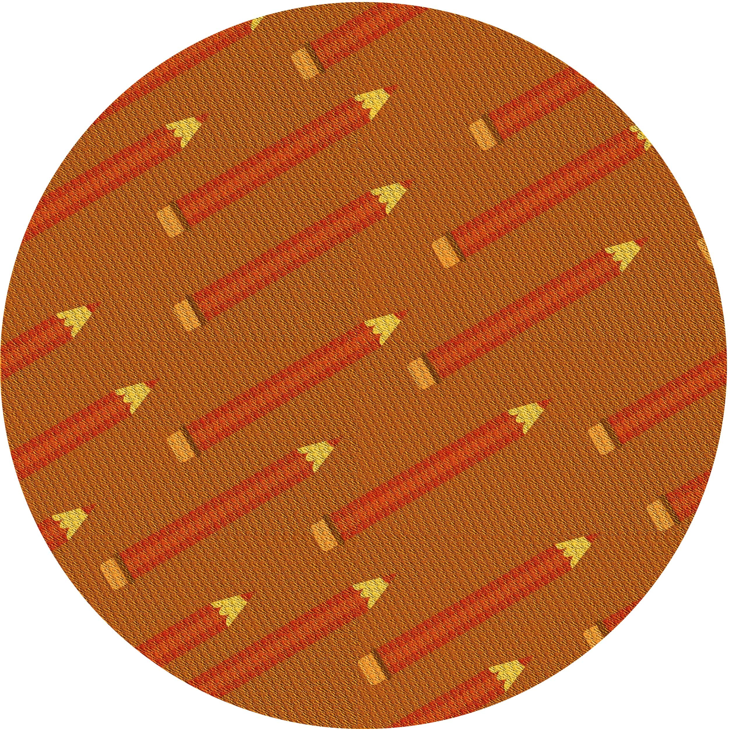 Ahgly Company Indoor Square Patterned Neon Orange Area Rugs, 3' Square ...