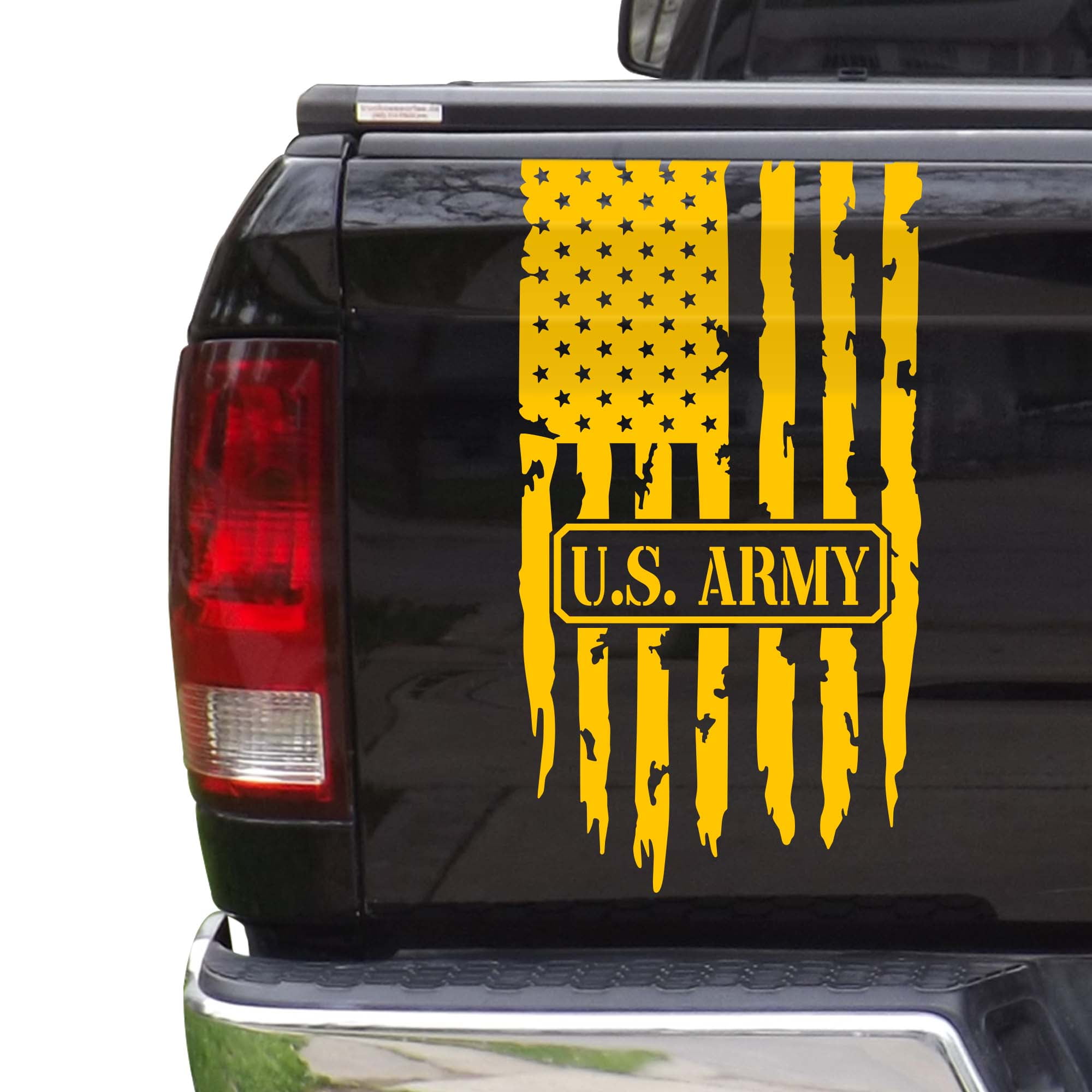 U.S. Army USAF USMC US Navy Decal Distressed American USA US Flag Truck ...
