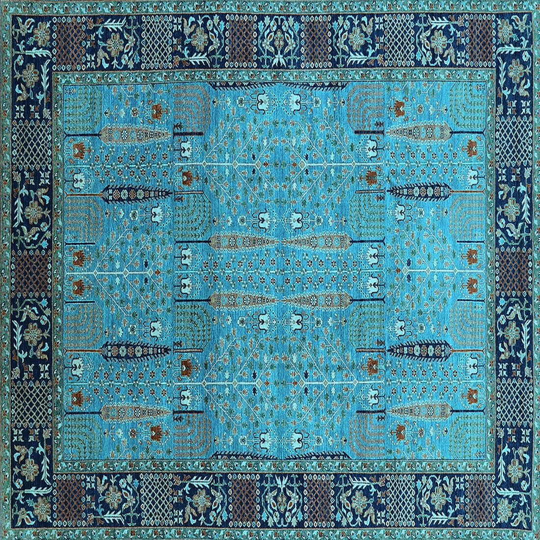 Ahgly Company Indoor Square Oriental Light Blue Traditional Area Rugs ...