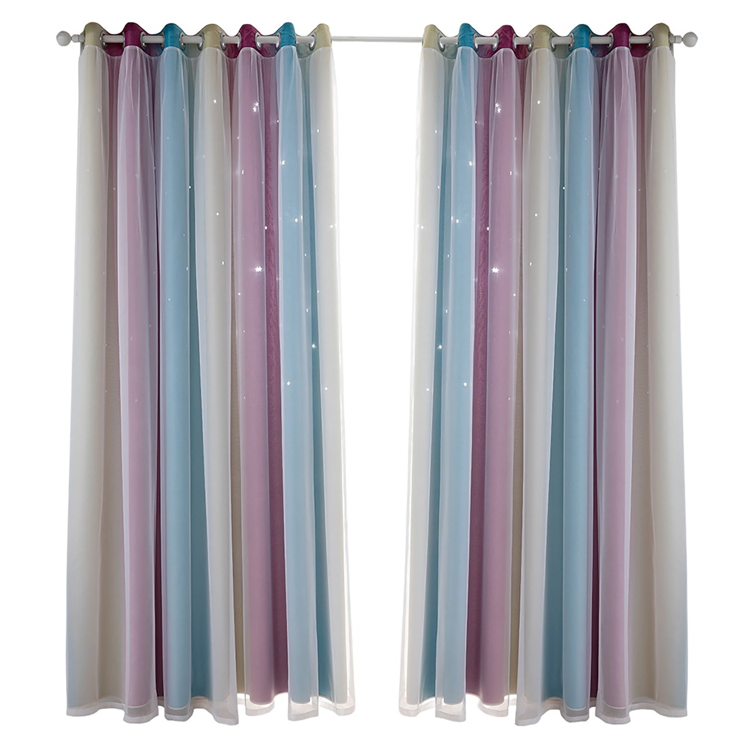 Click here for Unbranded Purple Gradient Sheer Curtain With Hollo... prices