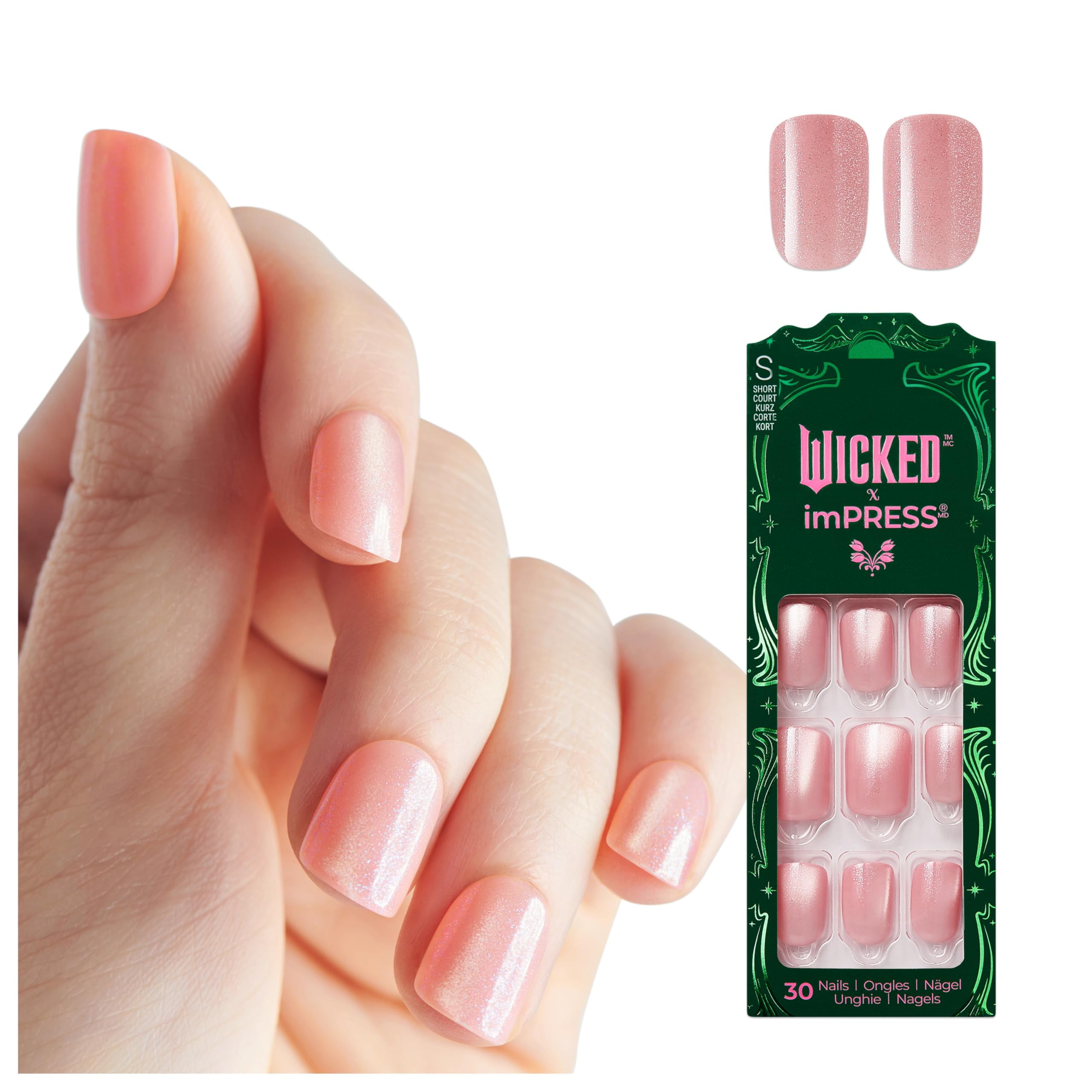 Press On Nails Impress WICKED X Glinda-fied Short Squoval rosa | Bodega ...