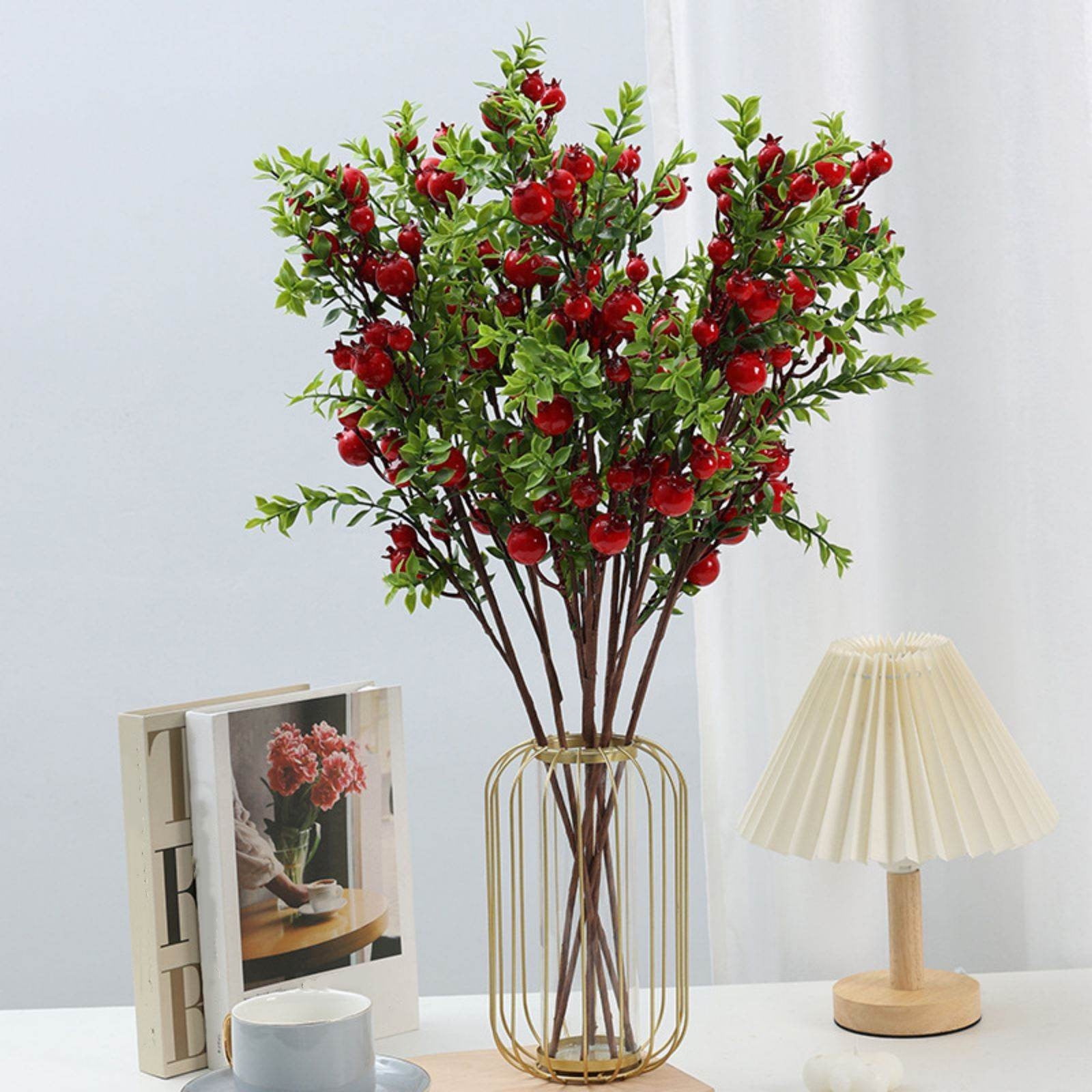 Click here for Hcby Tall Artificial Pomegranate Branches With Red... prices