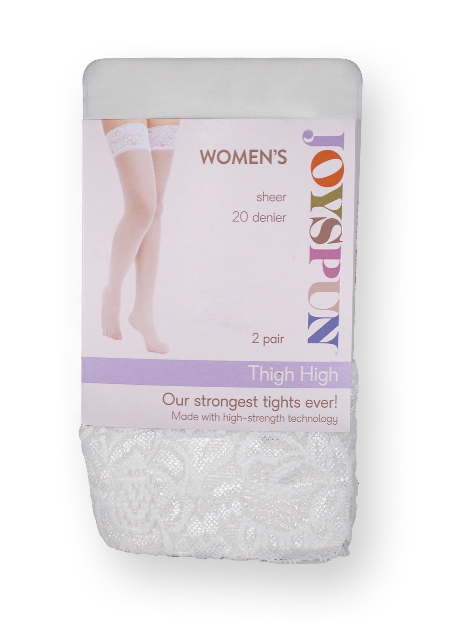 Joyspun Womens Sheer Lace Top Thigh High 2 Pack