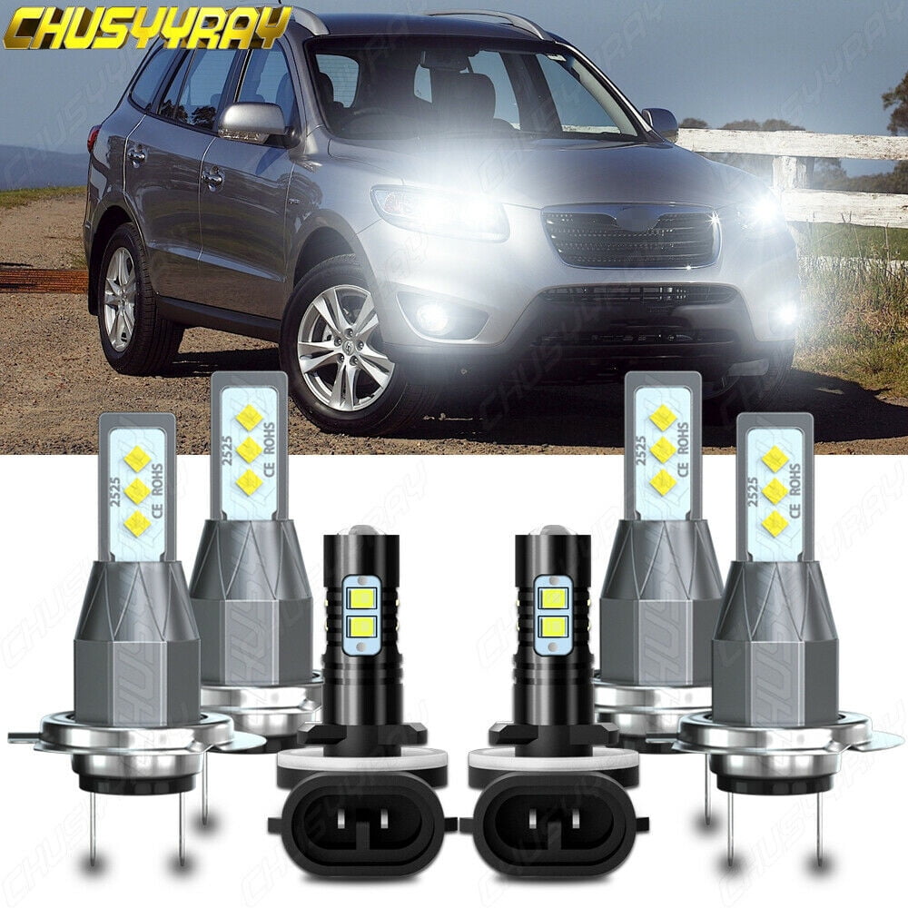 Bright White H7+H7 LED Headlight Hi/Lo Beam 881 Fog Light Bulbs ...