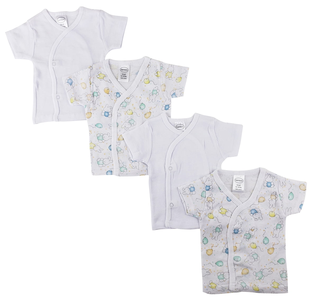 Bambini Layette Infant Side Snap Short Sleeve Shirt - 4 Pack - Walmart.com
