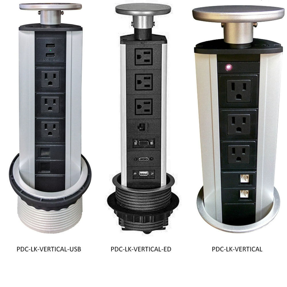 Table Top Power & Data Centers - Vertical - Cat6, HDMI, VGA, USB ...