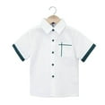 Annhoo Boys Unisex School Uniform Button Down Collar Block Color Short ...