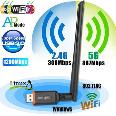 1200Mbps USB WiFi Adapter for Desktop or PC, TSV Dual Band 2.4G/ 5G AC ...