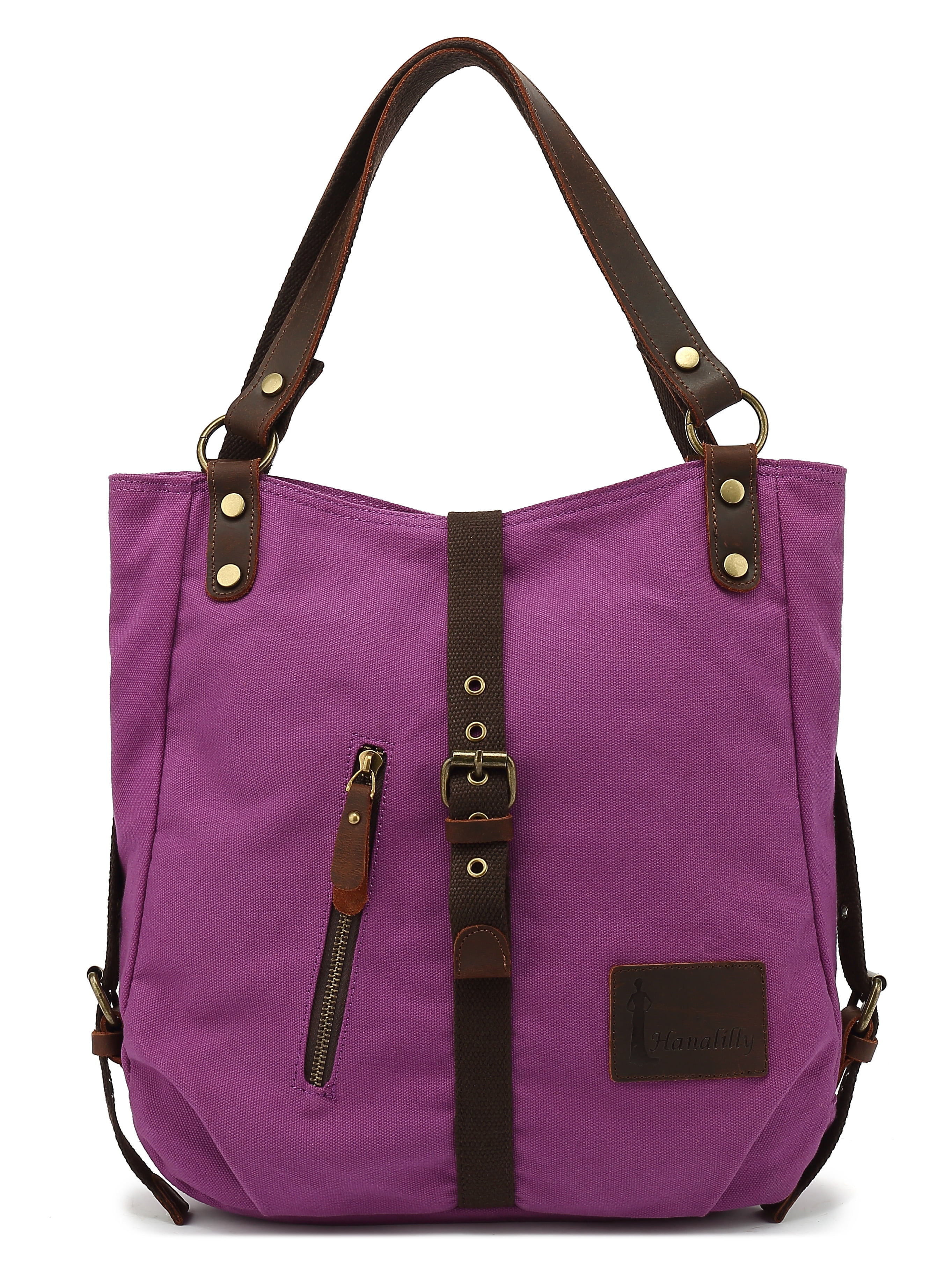 Hanalilly Handbag Shoulder Bag, Purple Convertible Backpack Purse Tote ...
