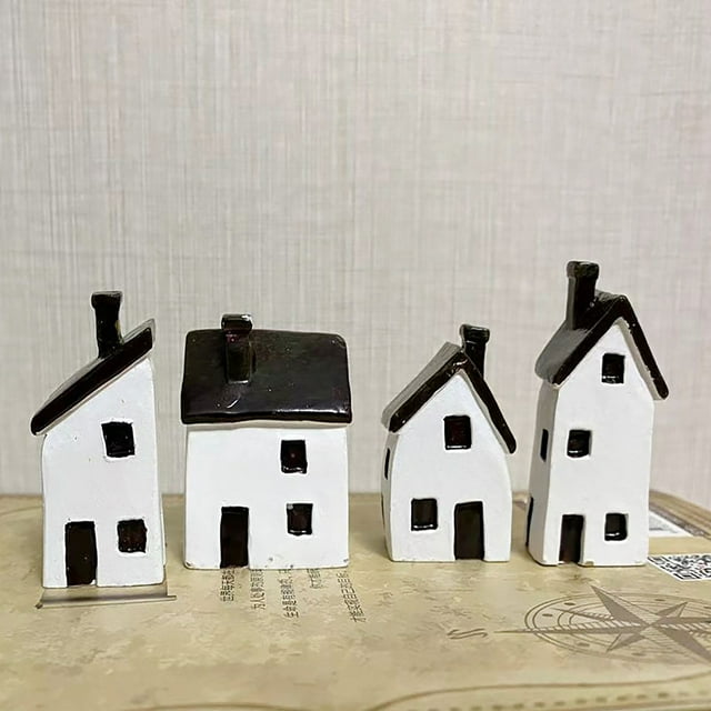 Dream Lifestyle 4Pcs/Set House Figurines Adorable Freestanding Cartoon ...