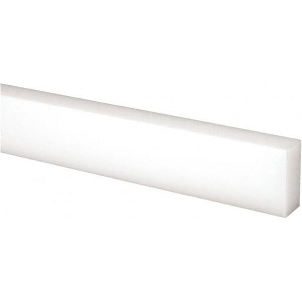 White UHMW Polyethylene Bar, 60" x 1-1/2" Wide x 3/4" Thick (±10% ...