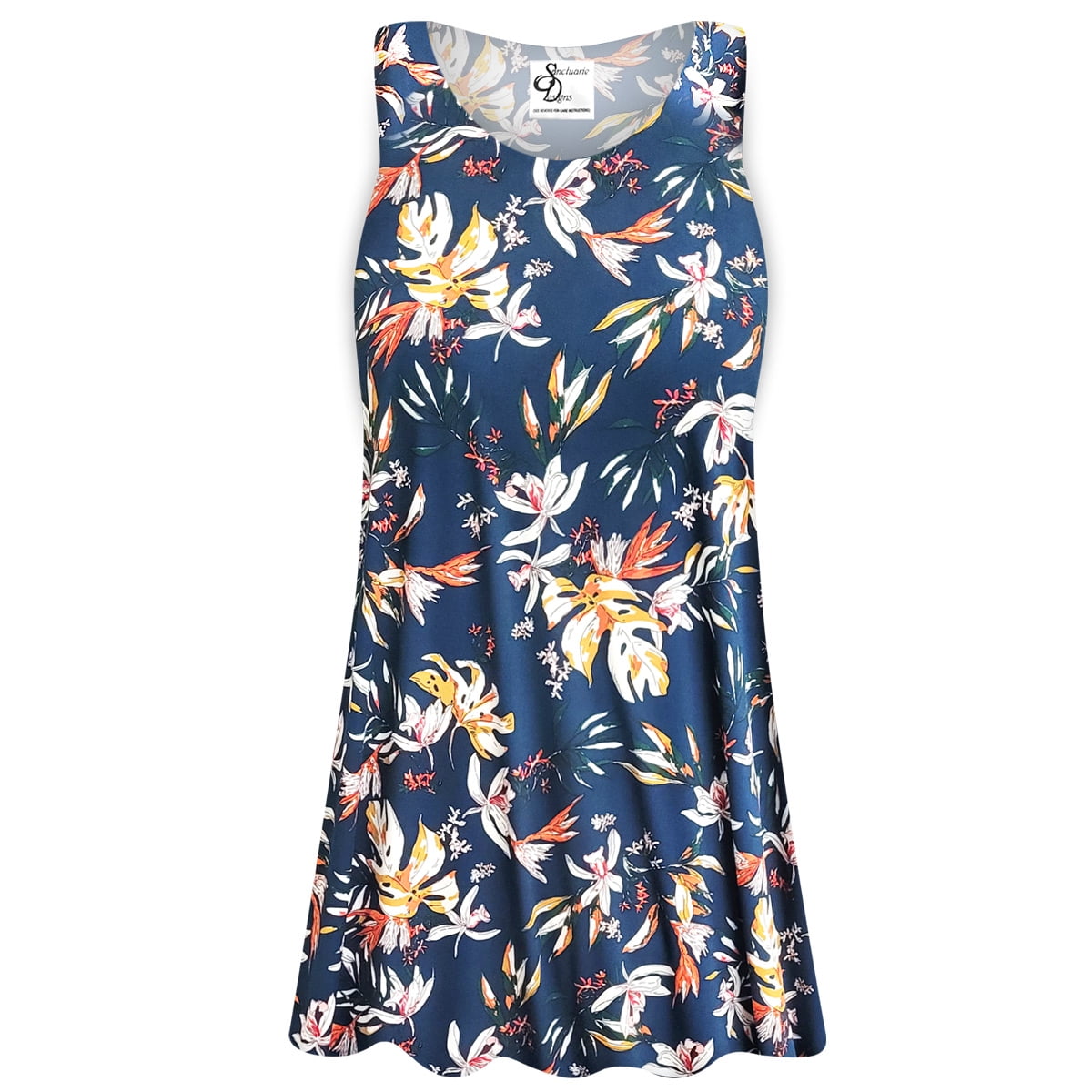 Medium Petite Womens Sleeveless Midnight Blue Magnolia Tunic Tops ...