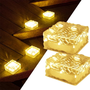 Solar Brick Lights - Outdoor Waterproof Ice Cube Lights for Garden ...