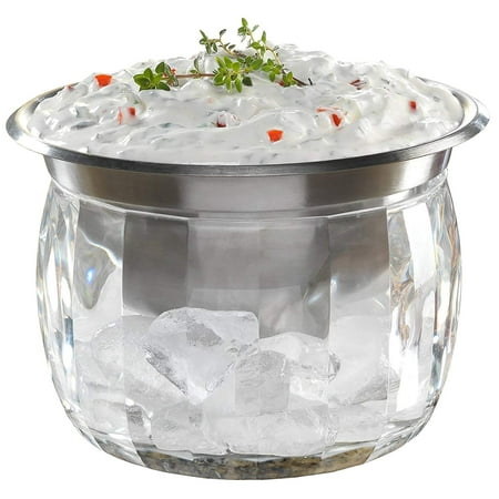 Stainless Steel Dip Chiller Bowl with Acrylic Ice Chamber Bowl Base ...