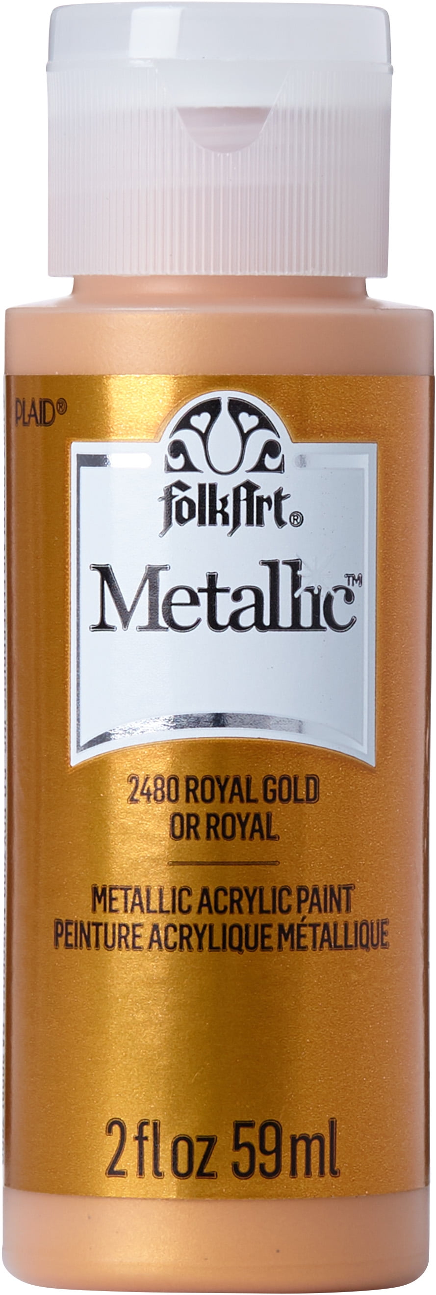 FolkArt Metallic Acrylic Craft Paint, Metallic Finish, Royal Gold, 2 fl ...