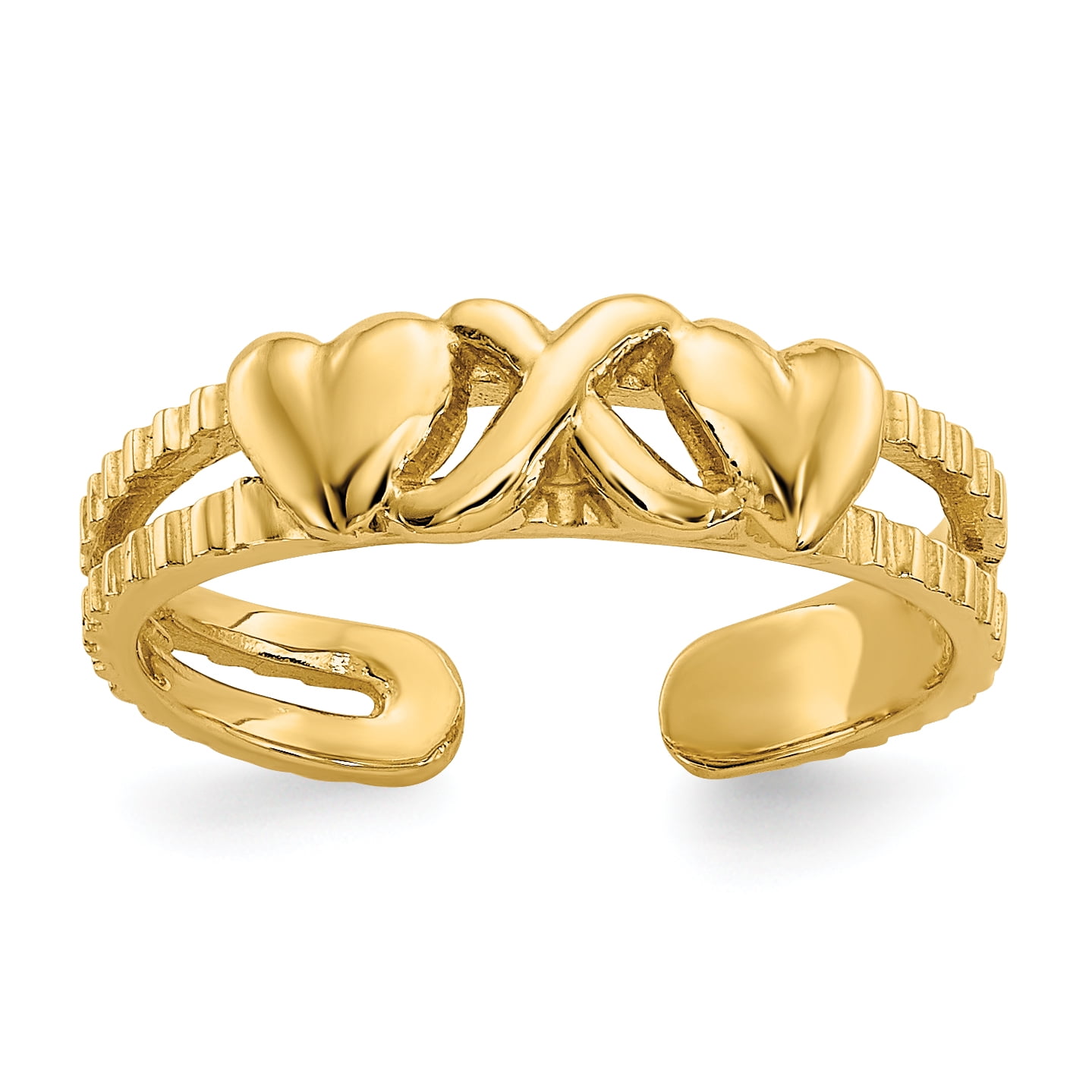 Primal Gold - Primal Gold 14 Karat Yellow Gold Hearts and "X" Toe Ring ...