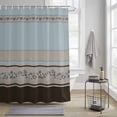 Flowers Shower Curtain for Bathroom, Boho Purple Floral Brown Blue ...