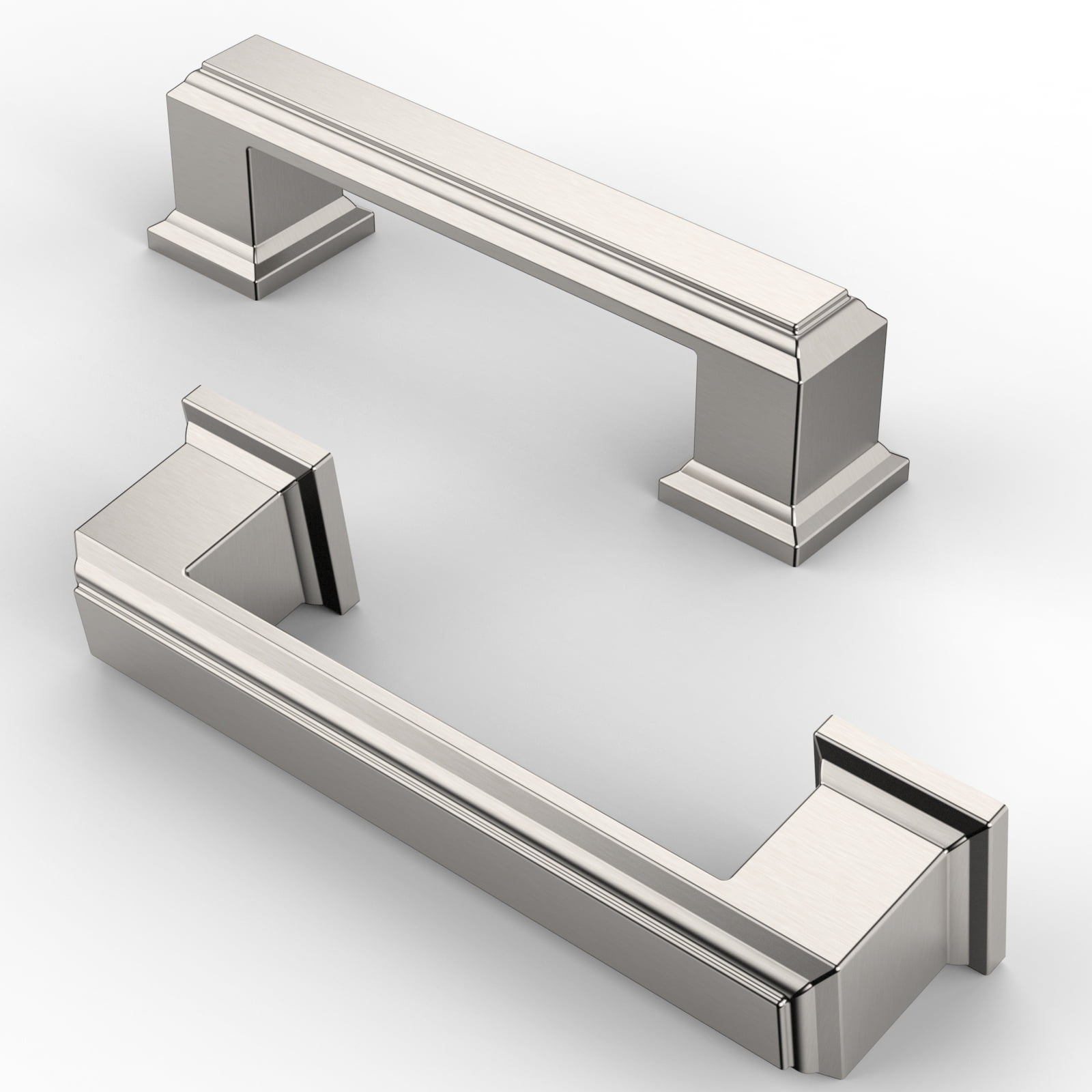 Furniware 10 Pack 3" Square Cabinet Drawer Handles,Brushed Satin Nickel ...