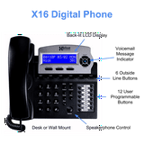 XBLUE X16 Office Phone System w/4 Phones - Auto Attendant, Voicemail ...