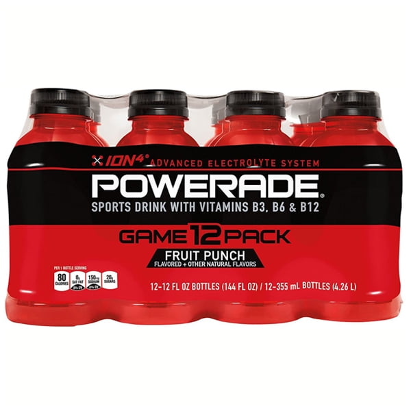 Powerade Fruit Punch Sports Drink 12 oz Plastic Bottles - Pack of 12 ...