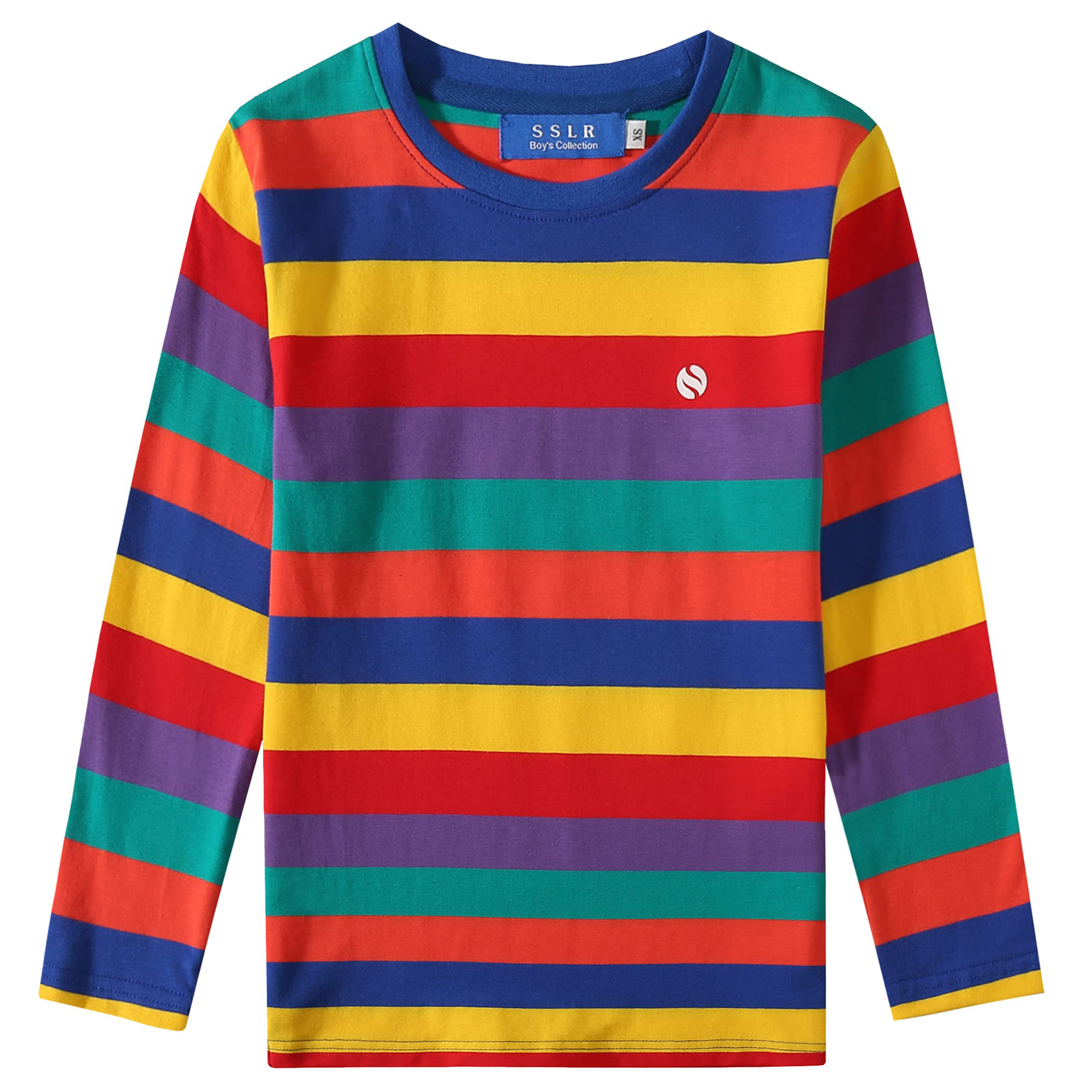 SSLR Long Sleeve Shirts For Big Boys Striped T Shirt Crew Neck Cotton