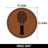 Tennis Racket Doodle 2.5" Faux Leather Round Engraved Iron-On Patch ...