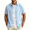 Antinious Men Solid Collar Short Sleeve Loose Versatile Casual Tops ...