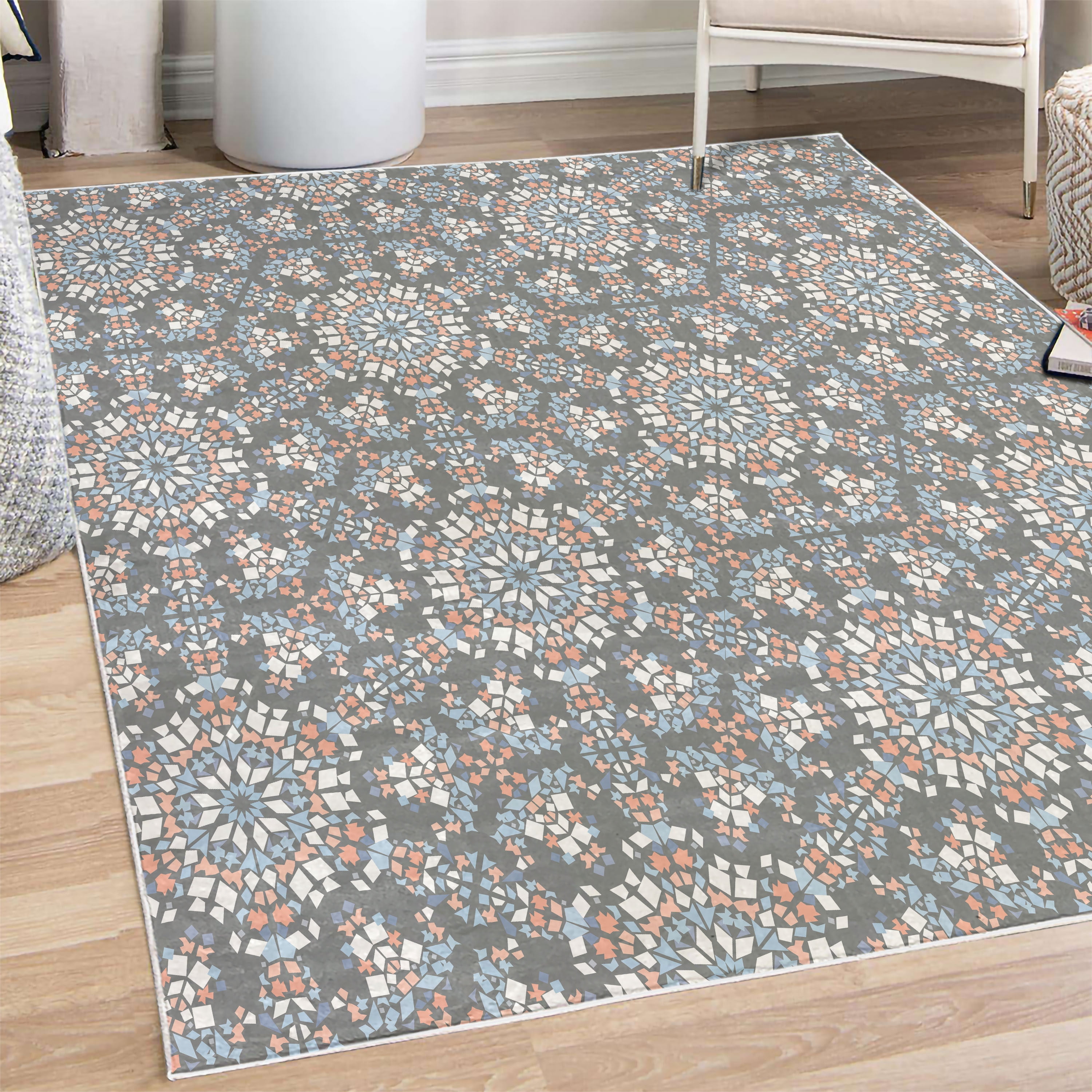 Mosaic Decorative Rug, Antique Roman Time Inspired Rock Design with ...