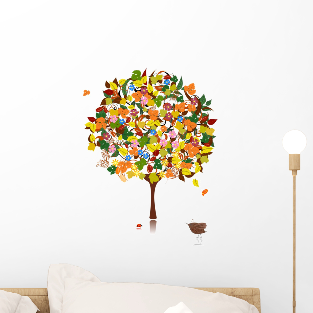 Ornamental Tree Autumn Wall Decal by Wallmonkeys Peel and Stick Graphic ...