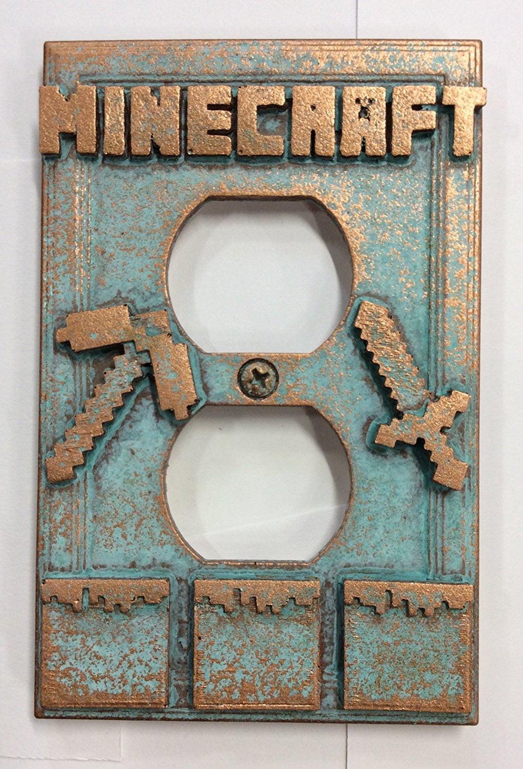 Handmade MineCraft Composite Plate Outlet Cover with 3D Design and Aged ...