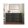 Black 6-Drawer Dresser With Wood Grain Finish And Silver-Tone Handles ...