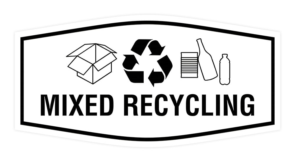 Fancy Mixed Recycling Sign (White) - Medium - Walmart.com
