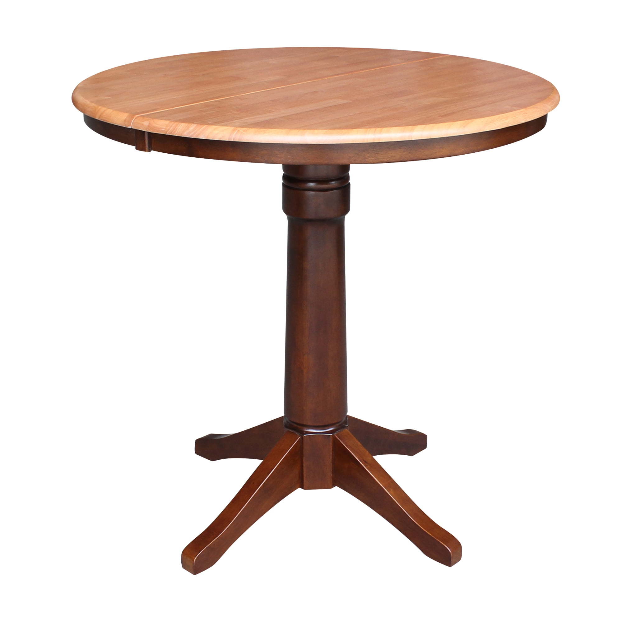 36" Round Pedestal Counter Height Table with 12" Leaf - Cinnamon ...