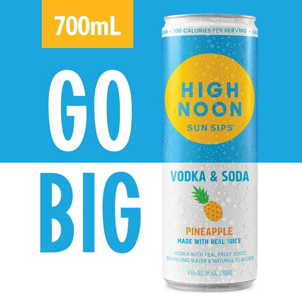 High Noon Pineapple Vodka Hard Seltzer 700ml Can - Walmart.com