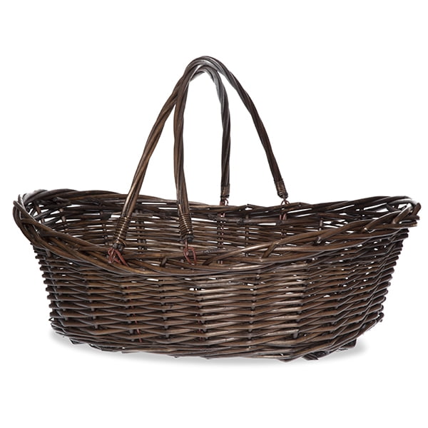 Dark Brown Stain Shopper Wicker Basket 22in - Walmart.com