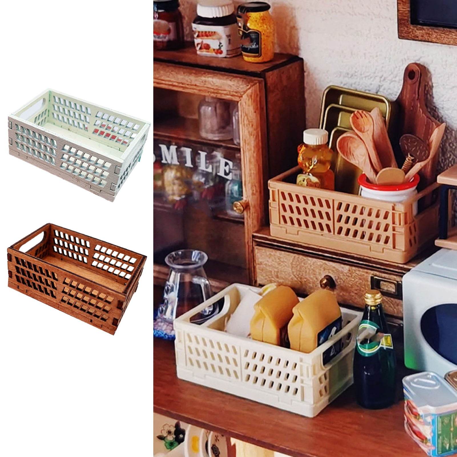 Hesroicy Miniature Kitchen Vegetable Storage Box - Mini Wood Basket ...